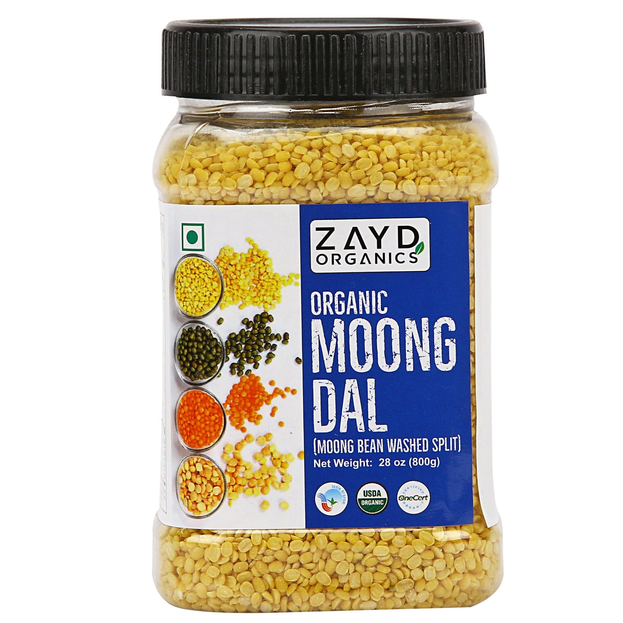 Zayd Organics Moong Dal (Moong Bean Wash Split) USDA Organic Certified
